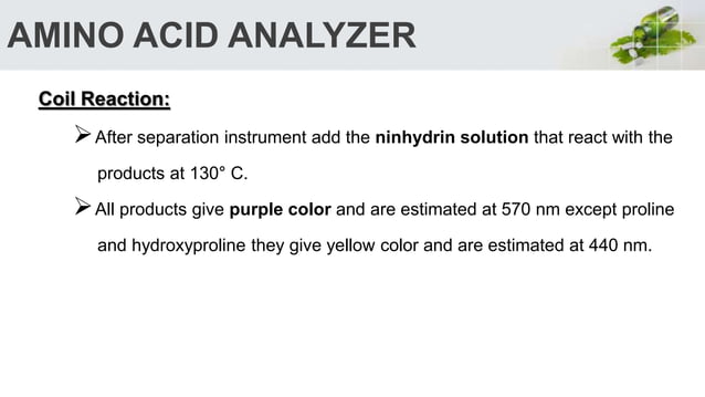 Amino acid Analyzer | PPTX | Chemistry | Science
