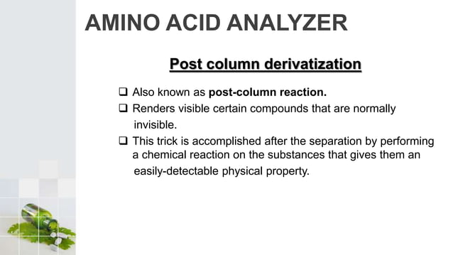Amino acid Analyzer | PPTX | Chemistry | Science