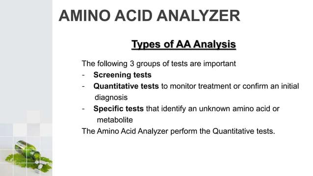 Amino acid Analyzer | PPTX | Chemistry | Science