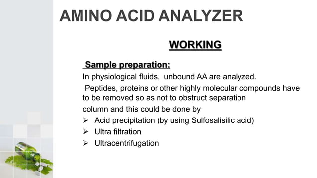 Amino acid Analyzer | PPTX | Chemistry | Science
