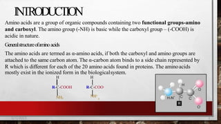 Amino acid ( Introduction, classification, structure, properties ...