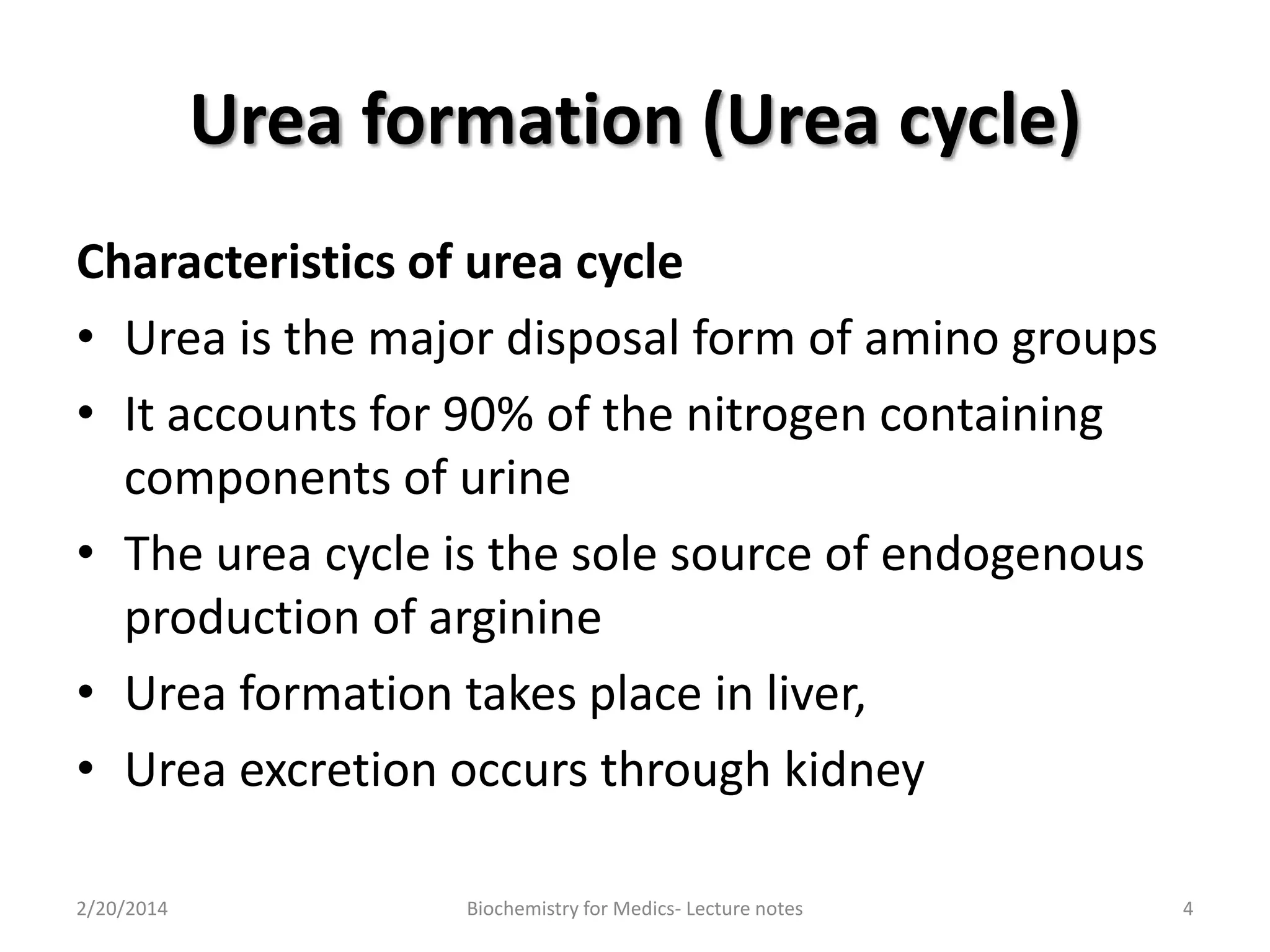 Amino acid catabolism - Part-2 (Urea cycle and clinical significance) | PPT