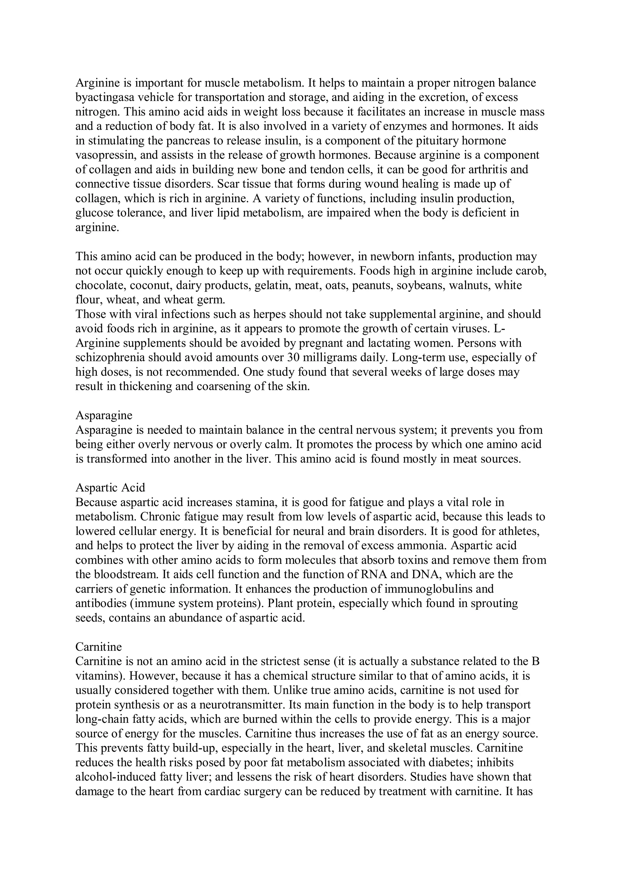 Amino Acid Functions | PDF