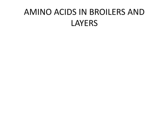 AMINO ACIDS IN BROILERS AND LAYERS | PPTX | Chemistry | Science