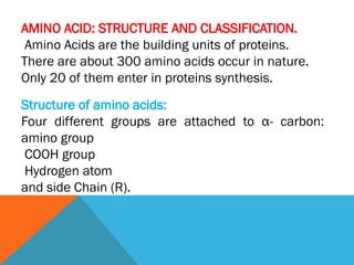 Comprehensive Overview of Amino Acids: Structure, Classification, and ...