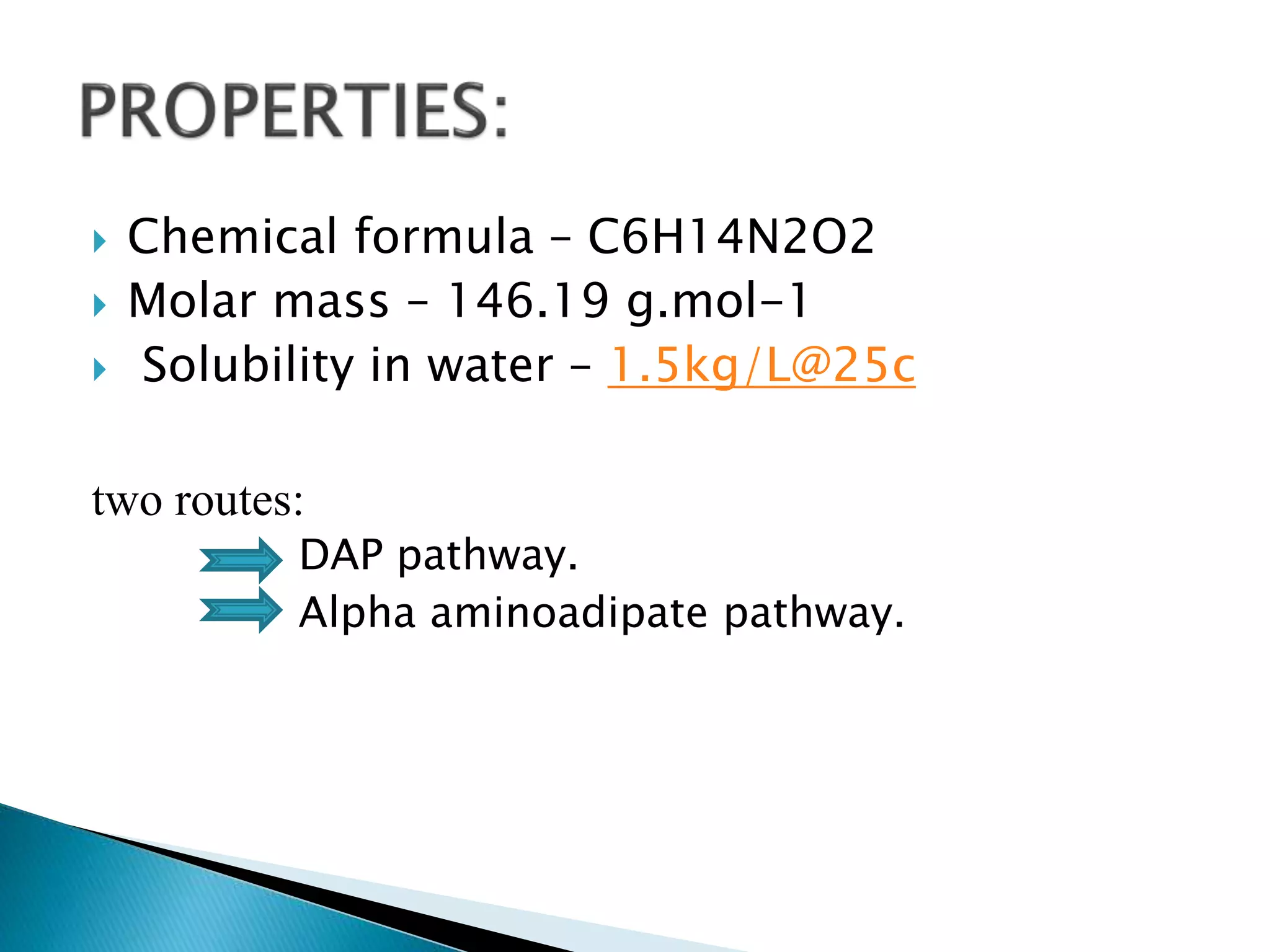 Aminoacids - lysine | PPTX