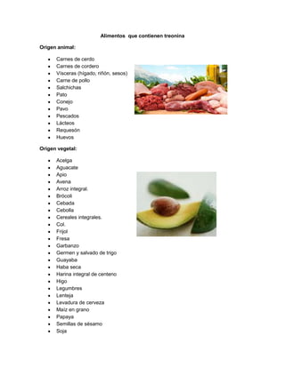Aminoácidos esenciales los alimentos que lo contienen | DOCX