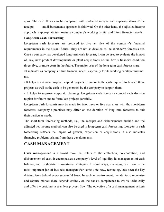 cash management at bank of India | DOCX | Business Accounting & Finance ...