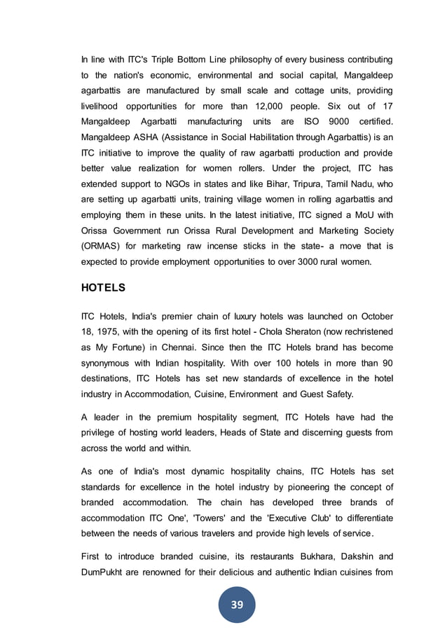 PRODUCT ANALYSIS OF ITC Ltd. | PDF