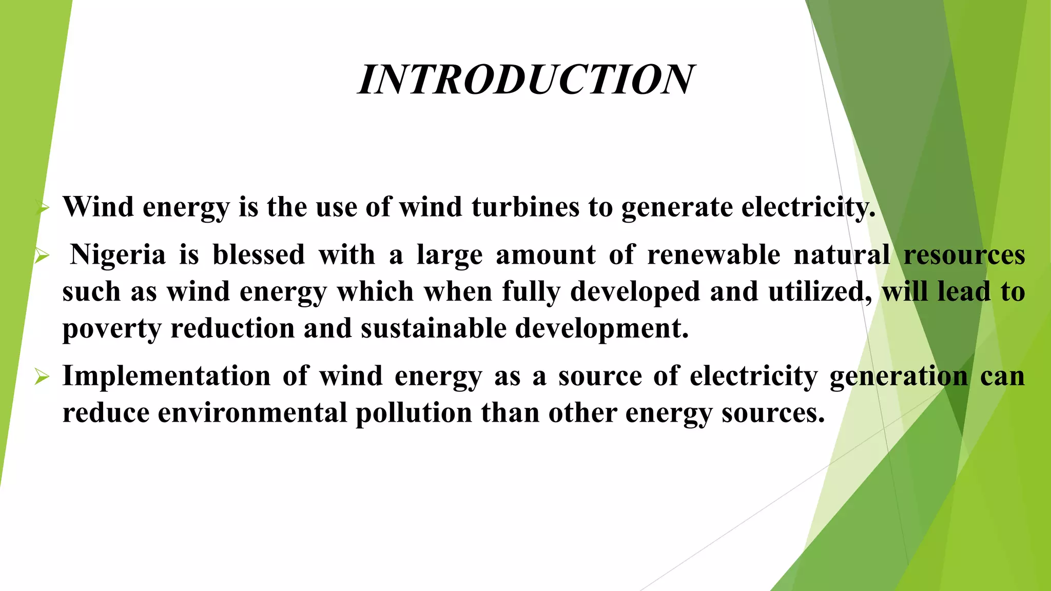 WIND ENERGY POTENTIAL FOR ELECTRICITY GENERATION | PPT