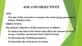 WIND ENERGY POTENTIAL FOR ELECTRICITY GENERATION | PPT