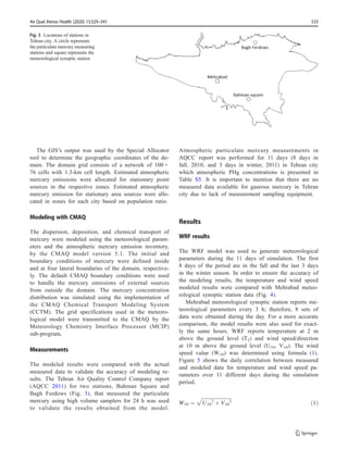 Simulation of atmospheric mercury dispersion and deposition in Tehran city | PDF