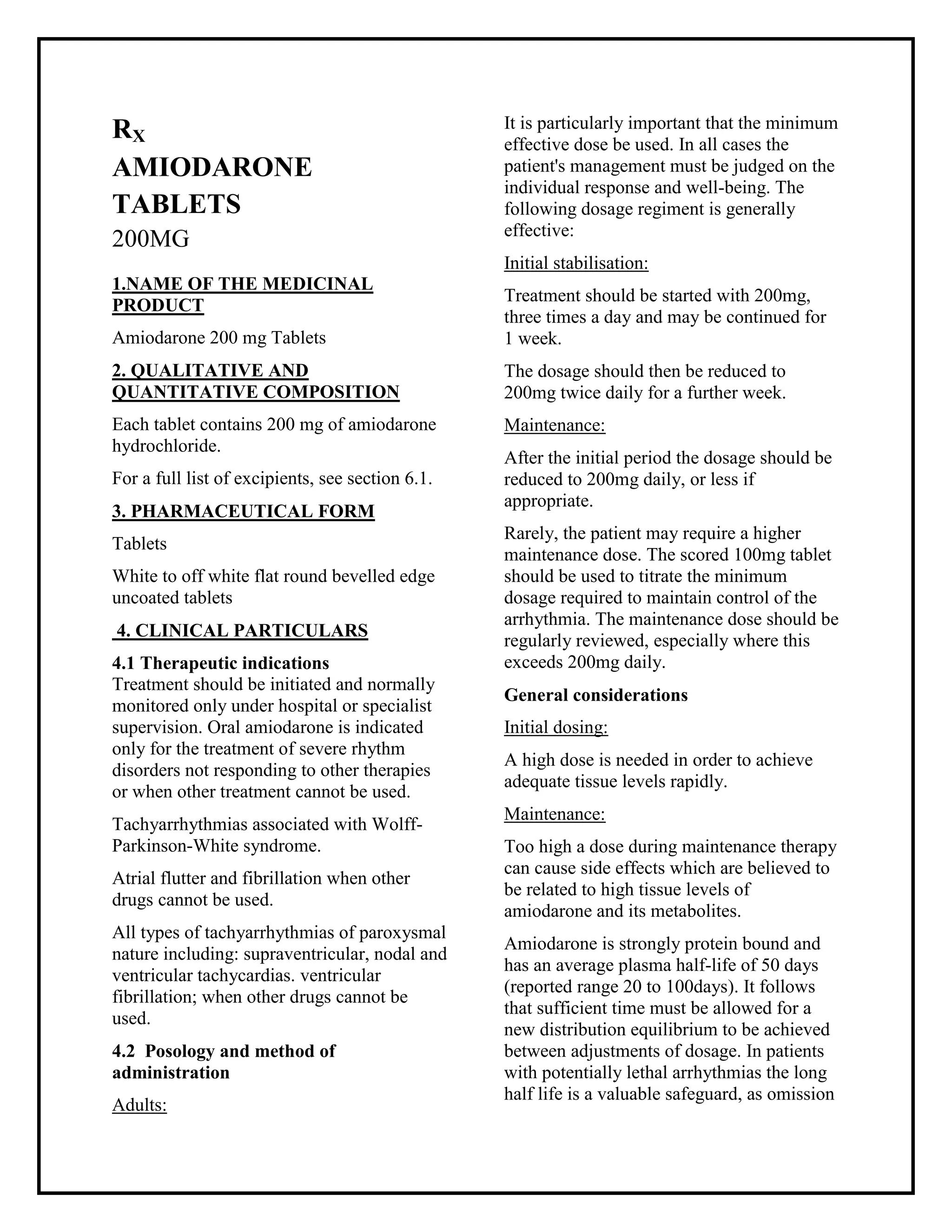 Amiodarone 200 mg tablets smpc taj pharmaceuticals | PDF