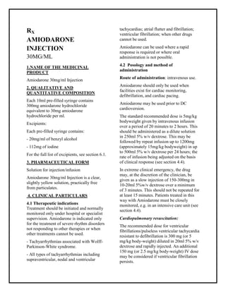 Amiodarone 30mgml injection smpc taj pharmaceuticals | PDF