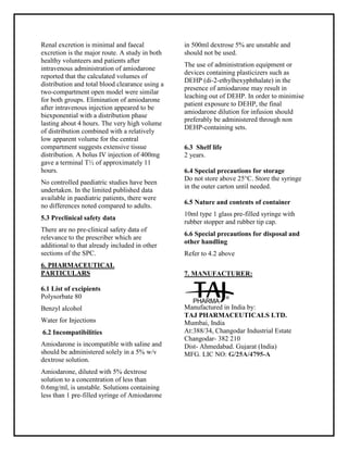 Amiodarone 30mgml injection smpc taj pharmaceuticals | PDF