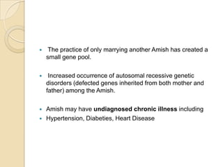Amish and health issues a | PPT