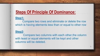 Dominance in game theory in Quantitative method pptx | PPTX | Physics | Science