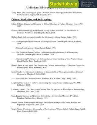 A Missions Bibliography | PDF