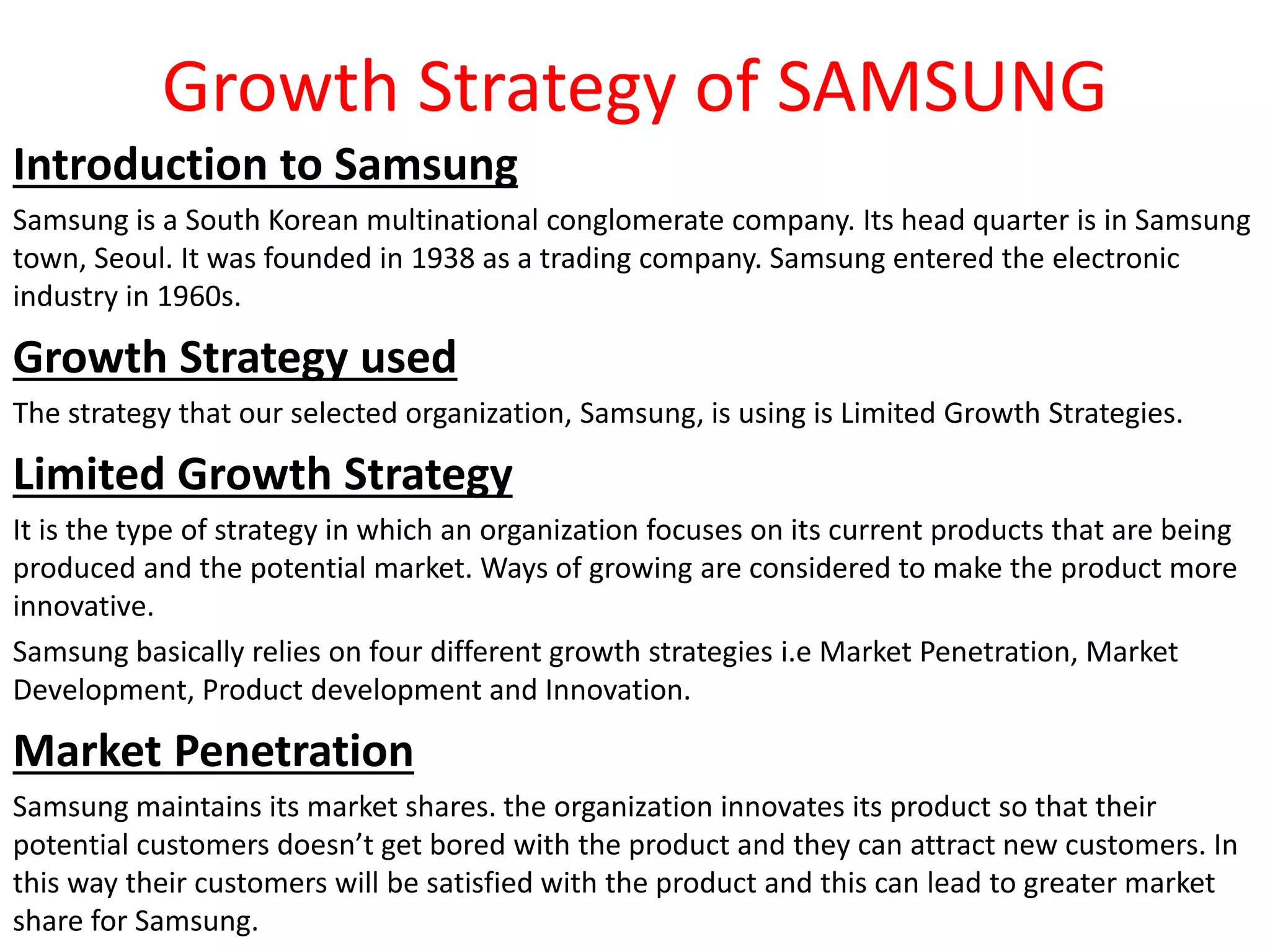 Growth strategy of Samsung | PPTX