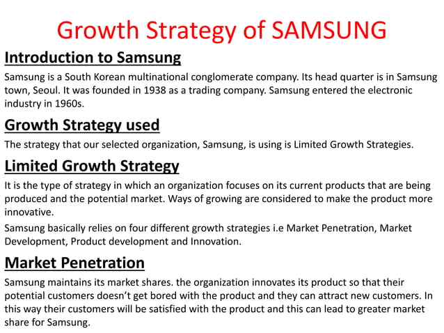 Growth strategy of Samsung