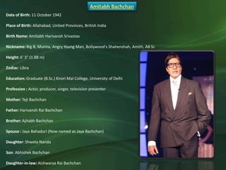 Amitabh bachchan biography | PPTX