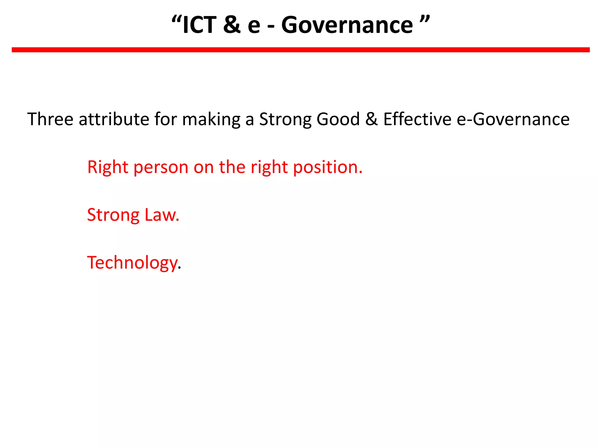Role of ICT in Good Governance | PPTX