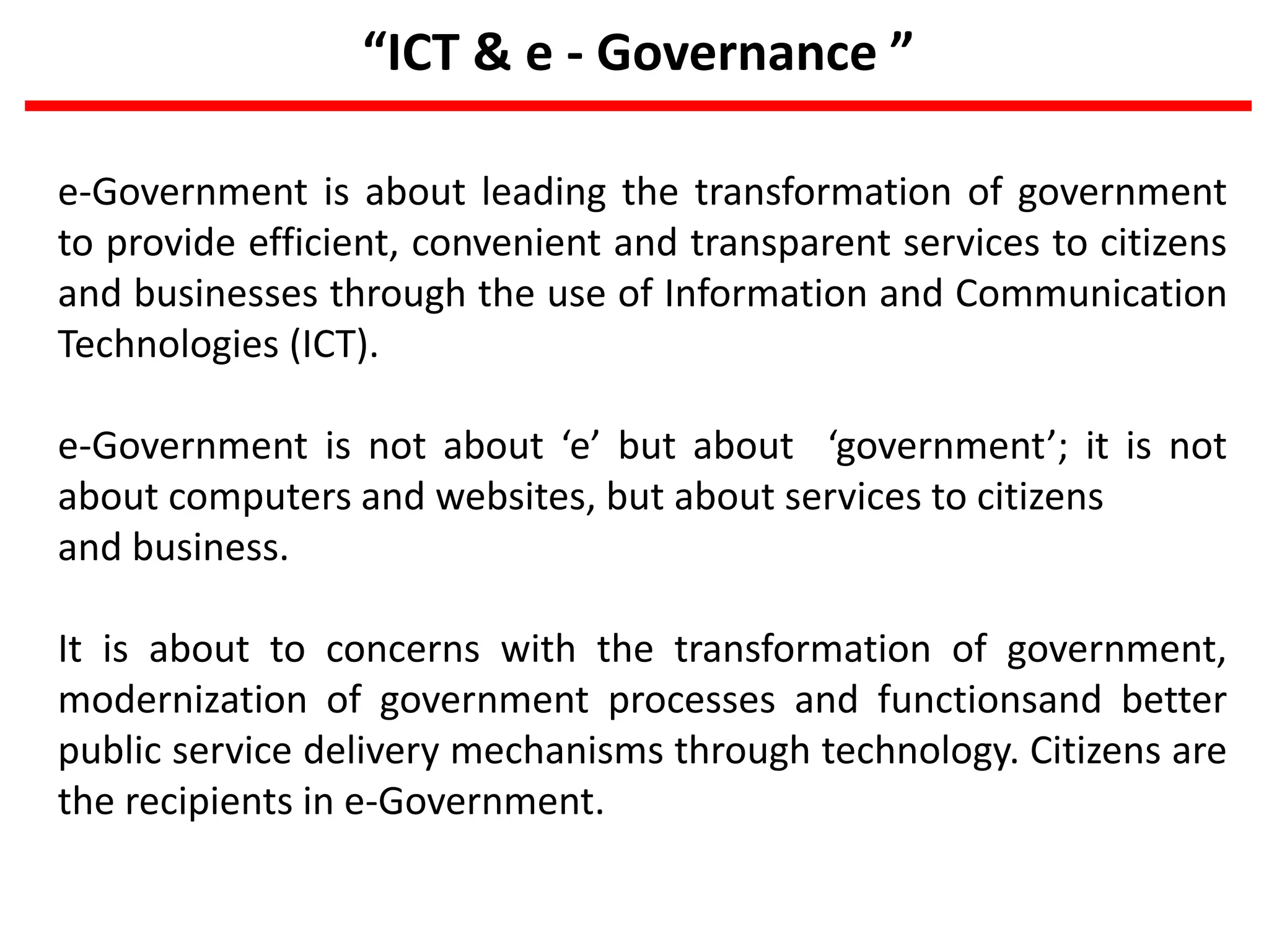 Role of ICT in Good Governance | PPTX