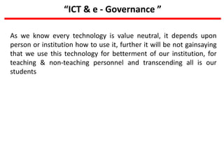 Role of ICT in Good Governance | PPTX