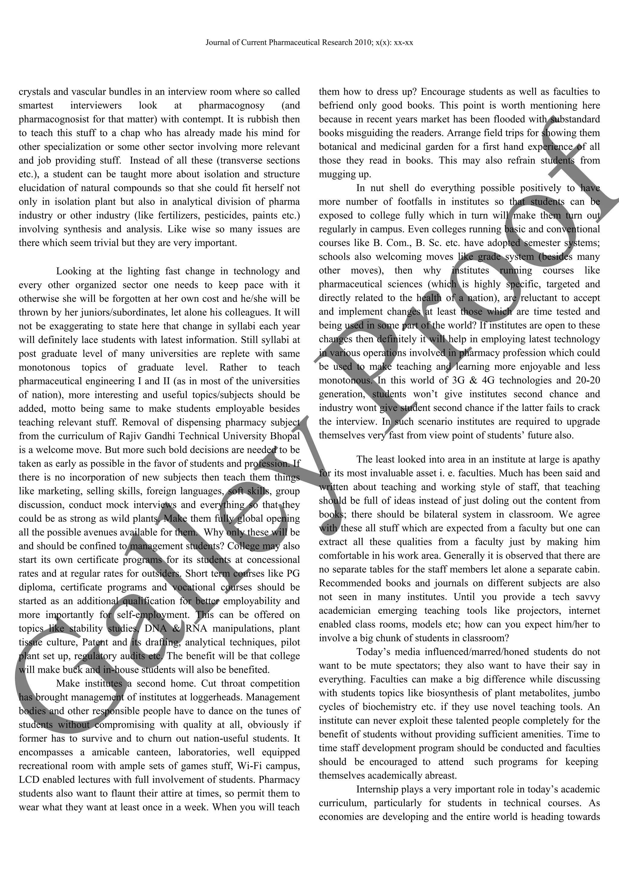 Pharmacy curriculum and pedagogy need to be changed for better ...