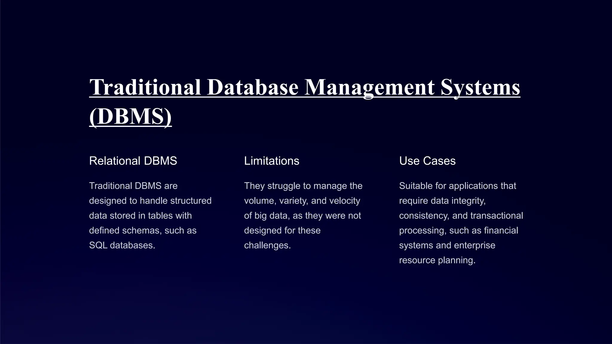 Introduction To Big Data Using Dbms Pptx