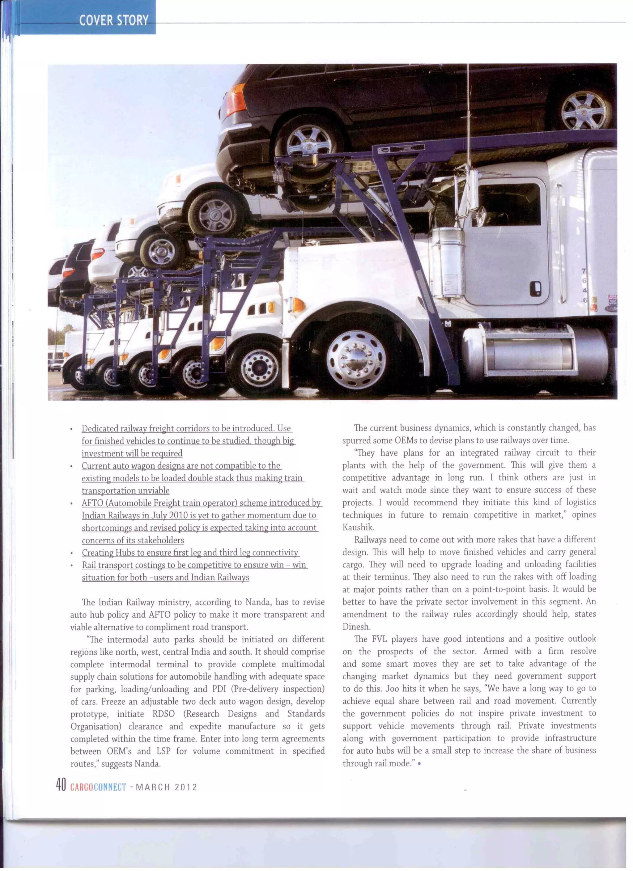 Finished vehicle logistics in India | PDF