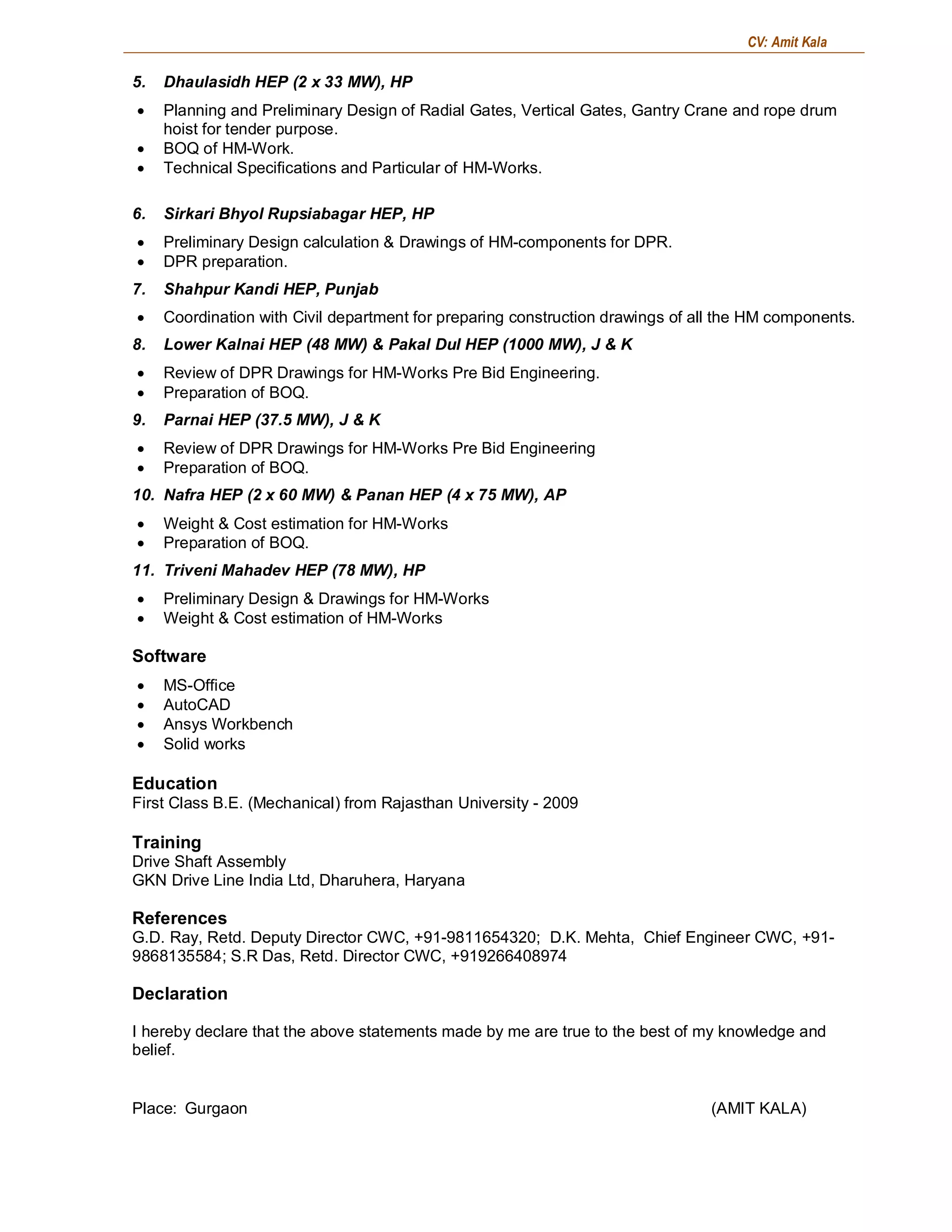 Amit kala (Hydro Mechanical Professional Engineer) | PDF