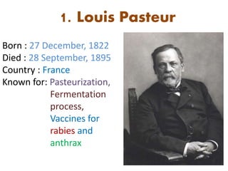 Contributions of the scientists in the field of microbiology | PPTX