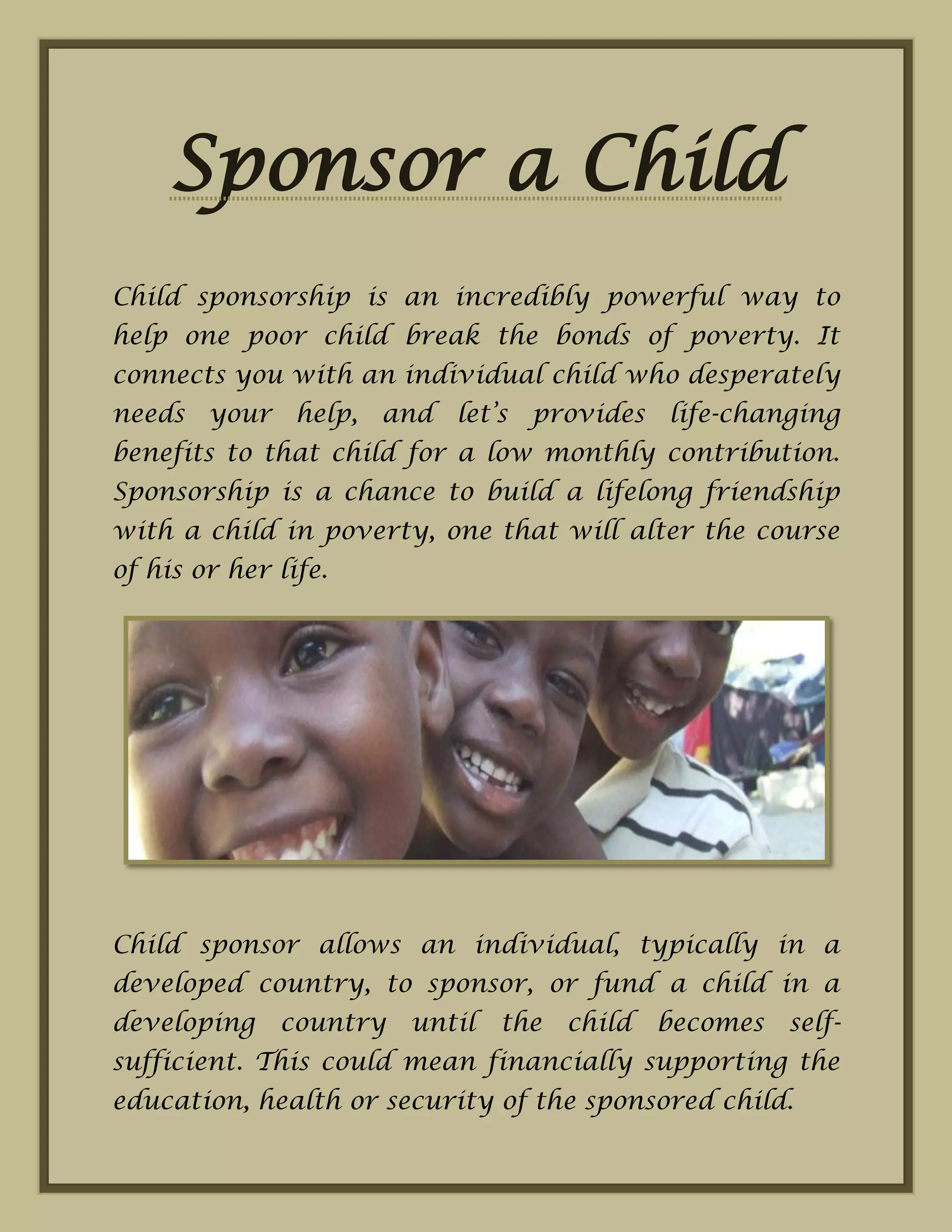 Sponsor a child | PDF