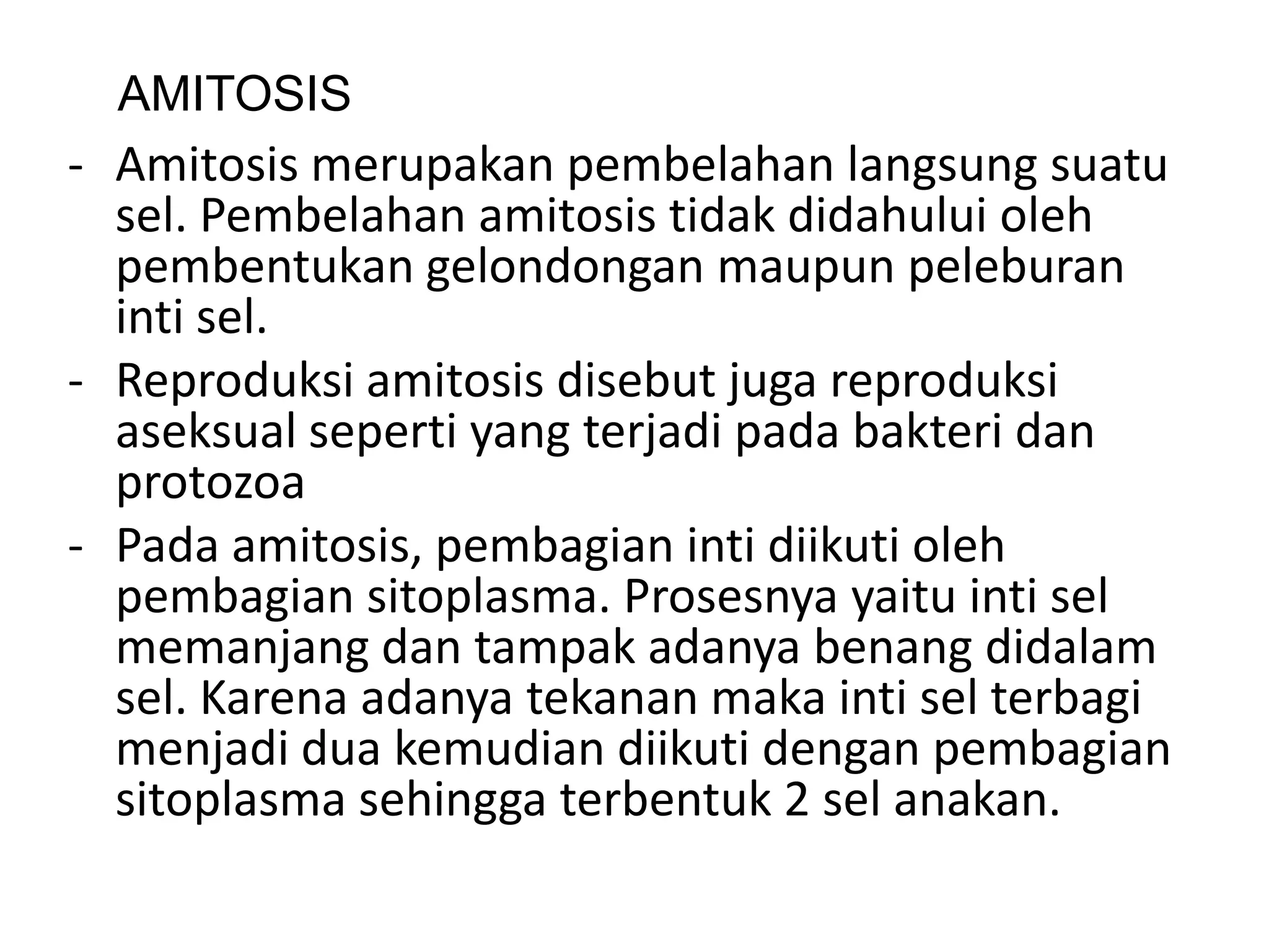 Amitosis dan Mitosis Cell Division | PPTX