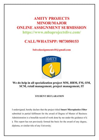 AMITY PROJECTS FOR MBA MINOR MAJOR ASSIGNMENTS | PDF