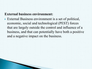 Business environment and their factors | PPTX