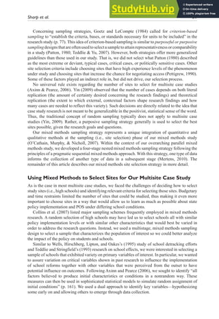 A Mixed Methods Sampling Methodology For A Multisite Case Study | PDF