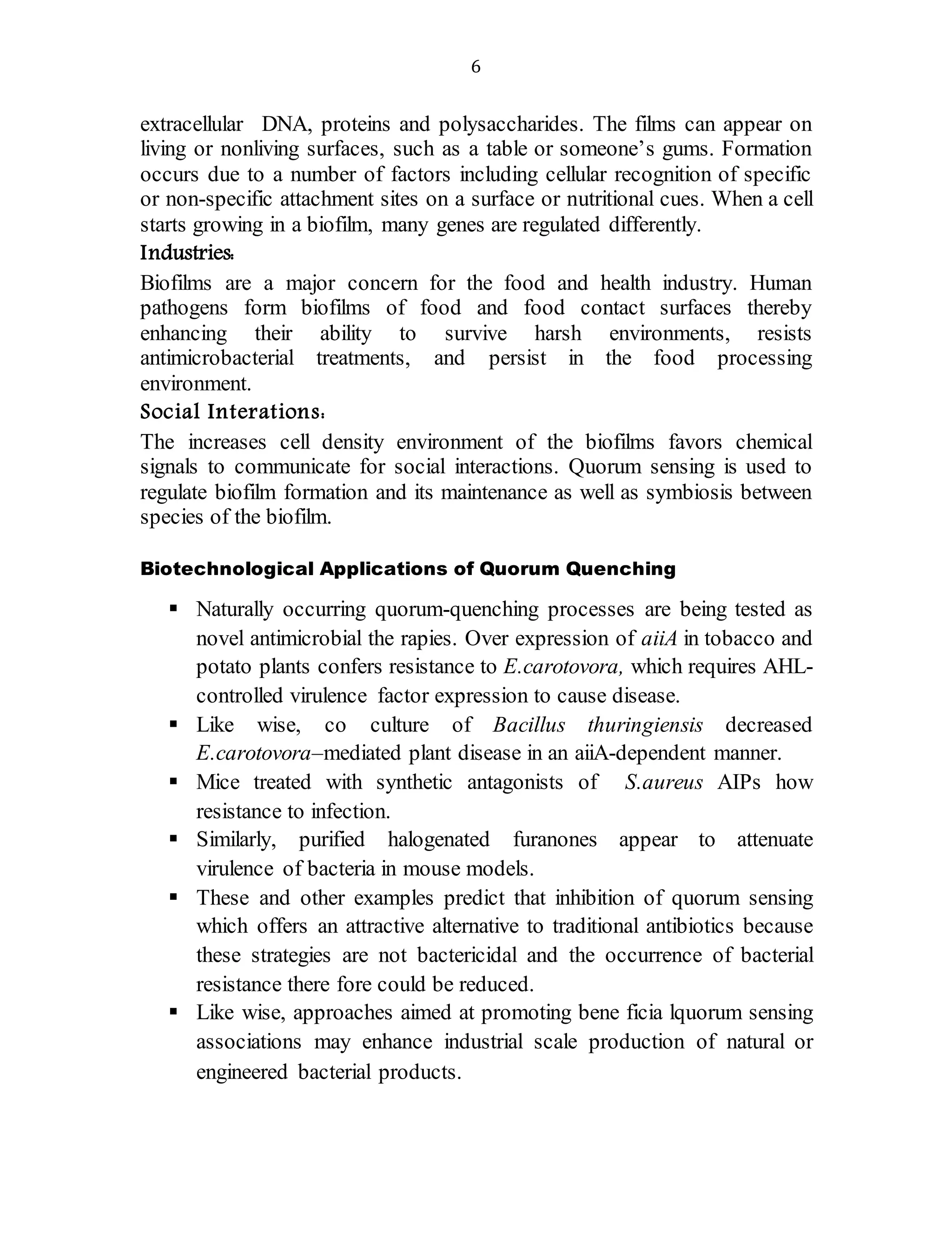 quorum sensing and biofilms | DOCX