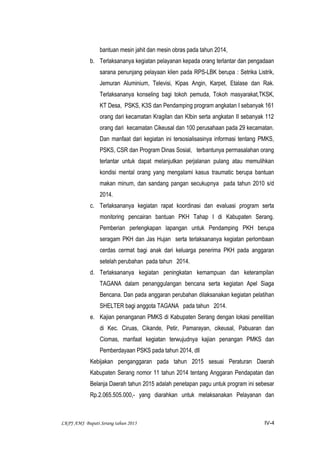 laporan evaluasi kegiatan dinas sosial kab serang tahun 2010-2015 | PDF