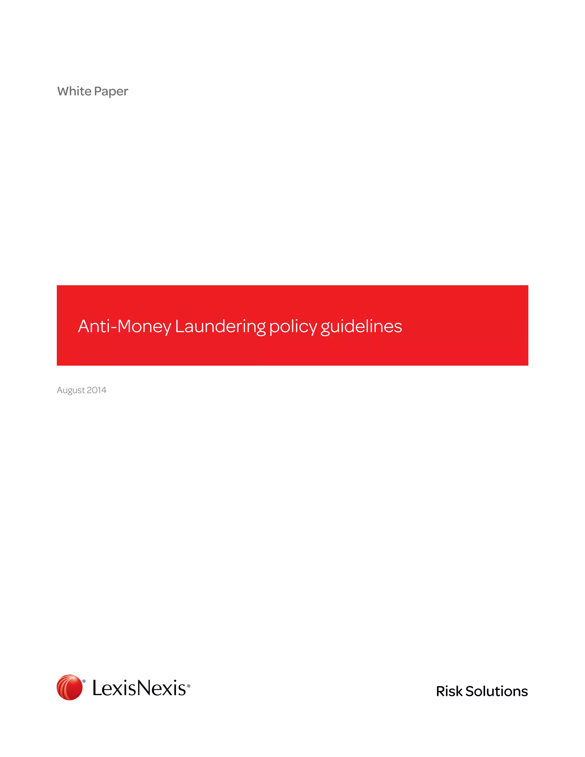 Anti-Money Laundering policy guidelines | PDF