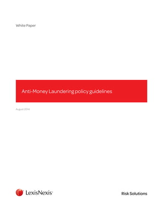 Anti-Money Laundering policy guidelines | PDF
