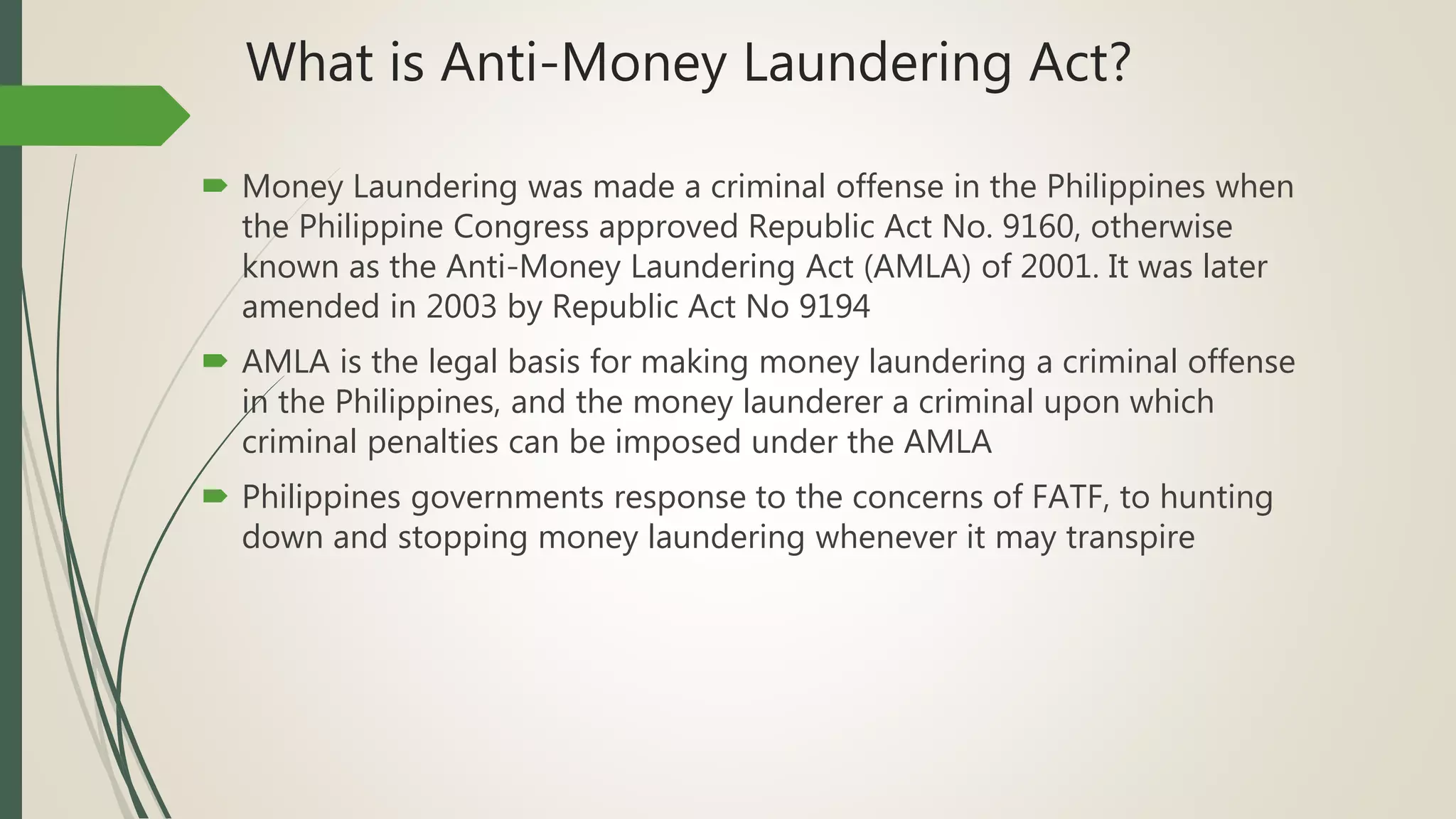 Anti Money Laundering Act - Philippines | PPTX