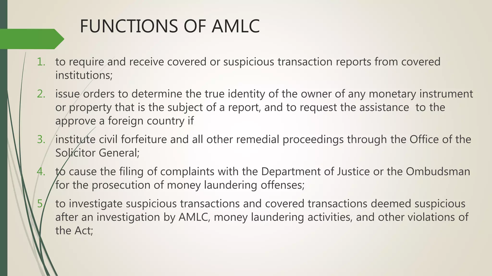 Anti Money Laundering Act - Philippines | PPTX