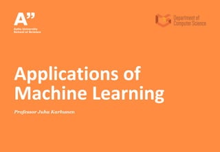 Applications of Machine Learning | PPTX