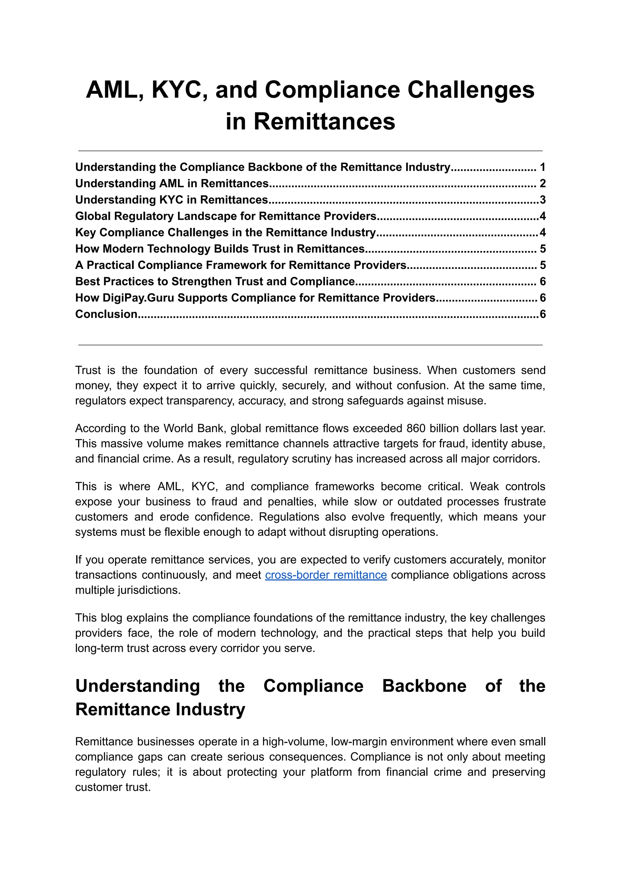 AML, KYC, and Compliance Challenges in Remittances | PDF