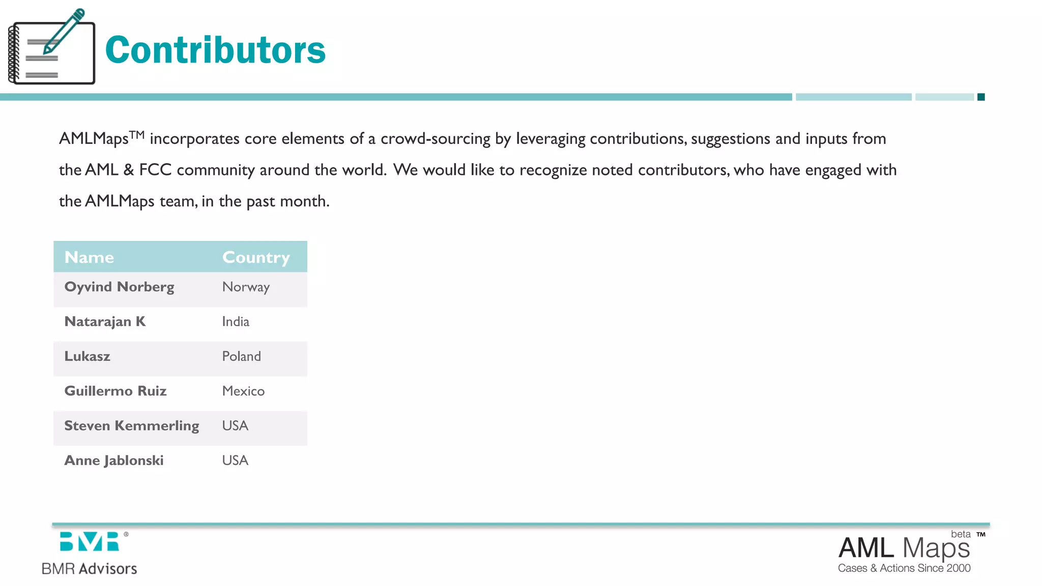 AMLMaps Highlights Report jan2017 | PPT
