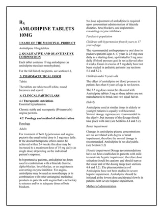 Amlodipine 10mg tablets smpc taj pharmaceuticals | PDF