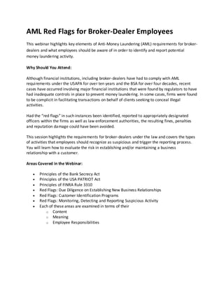 Aml red flags for broker | PDF | Financial Regulation | Economy