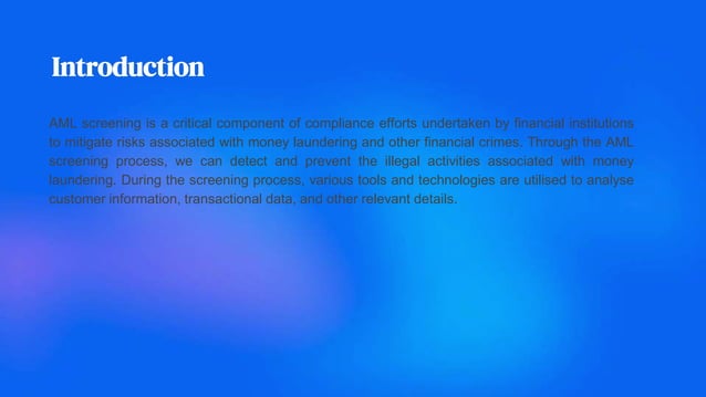 An Overview Of Anti-Money Laundering (AML) Screening | PPTX | Financial ...